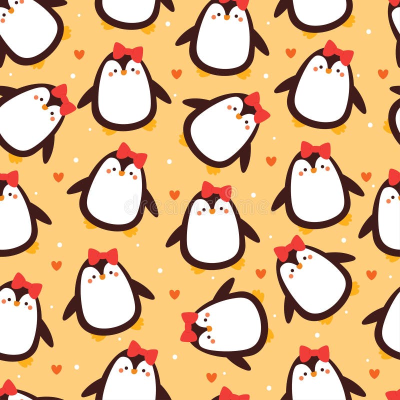 Seamless Pattern Cartoon Penguin Stock Vector - Illustration of family ...