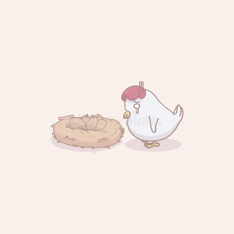 Vector Illustration of a Sad Chicken See Its Nest Was Empty Again ...
