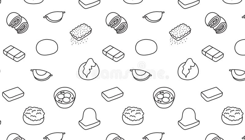 Various Types of Japanese Mochi Seamless Illustration. Stock Vector ...