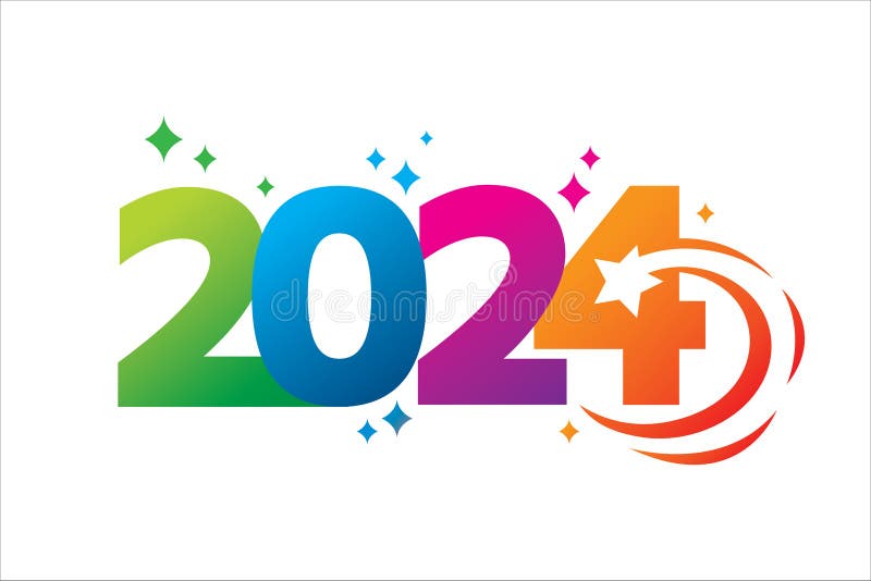 2024 Happy New Year Number Design Template Stock Vector - Illustration ...