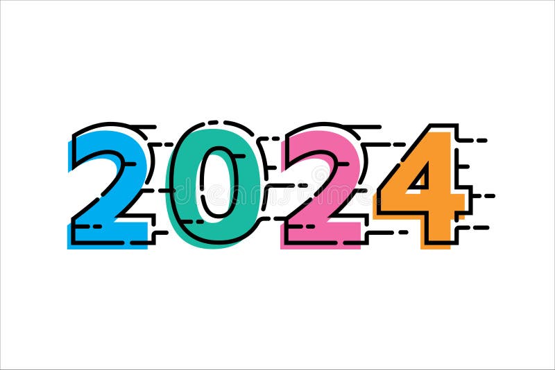 2024 Happy New Year Number Design Template Stock Vector - Illustration ...