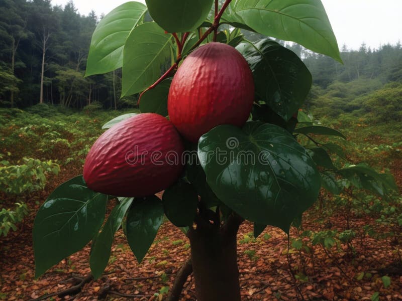 Rare Red Fruit Running on a Tree in the Forest Stock Image - Image of ...