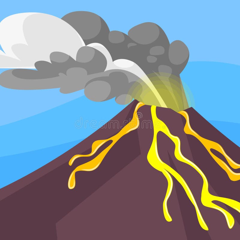 Volcano Eruption. Flat Illustration of Volcano Eruption Stock Vector - Illustration of scenery ...