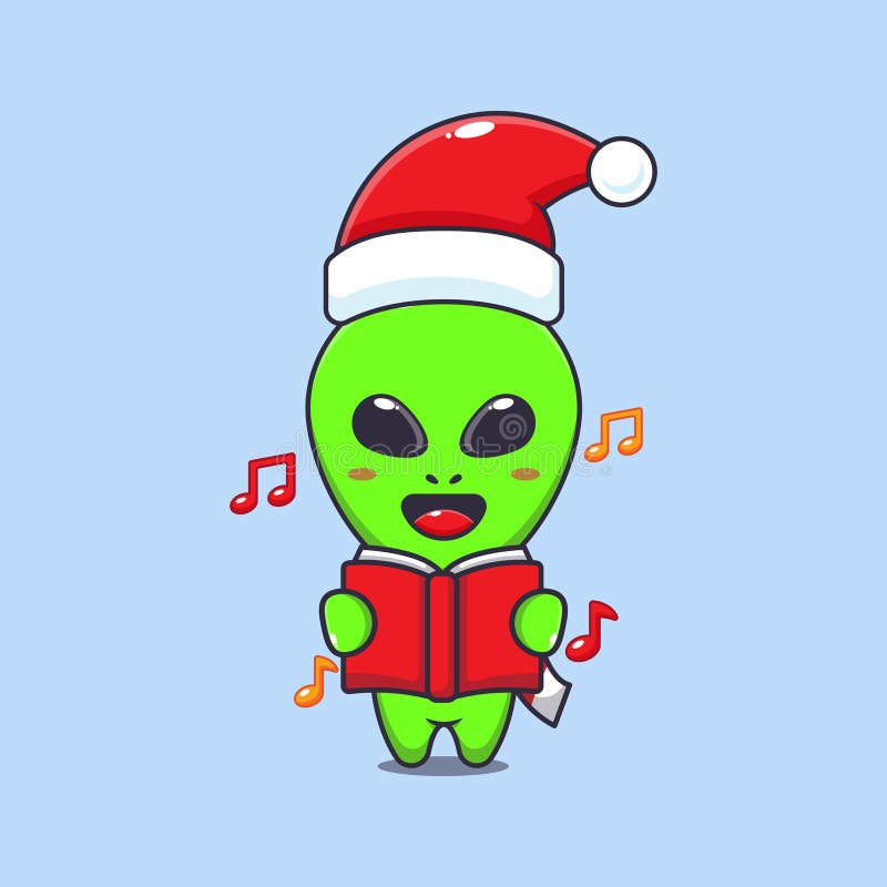 Cute Alien Sing a Christmas Song. Cute Christmas Cartoon Character ...
