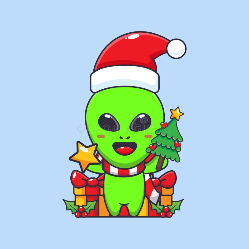 Alien and christmas tree stock vector. Illustration of invader - 47085862