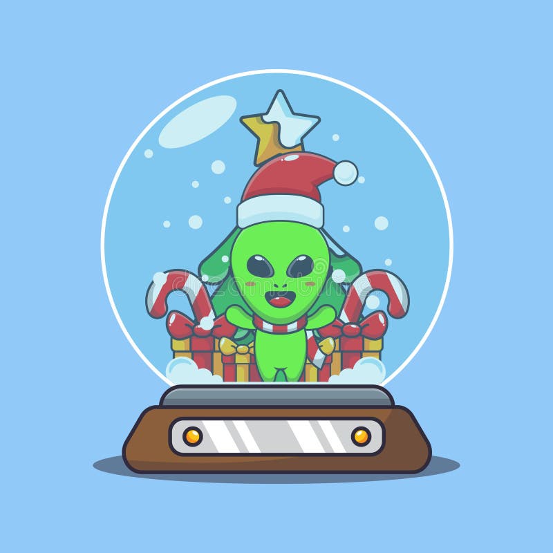 Cute Alien in Snow Globe. Cute Christmas Cartoon Character Illustration ...