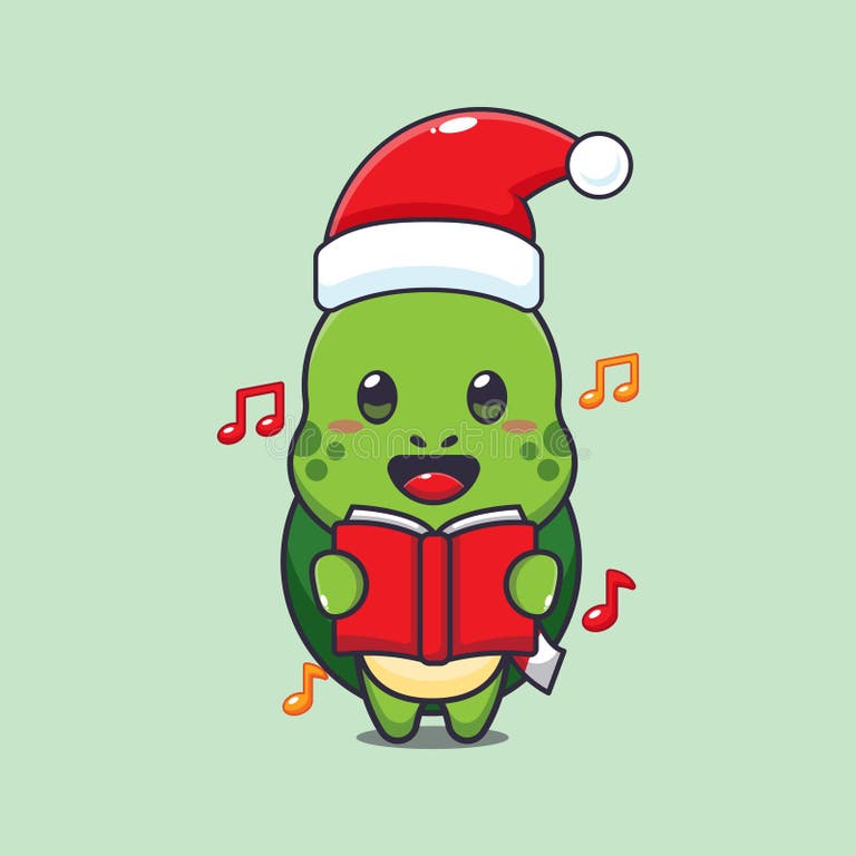 Cute Turtle Sing a Christmas Song. Cute Christmas Cartoon Character ...