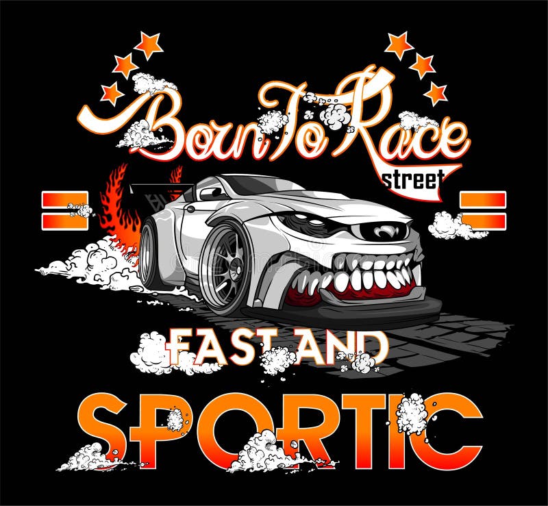 Furious Fast Car Design and Effective Pattern Stock Vector ...