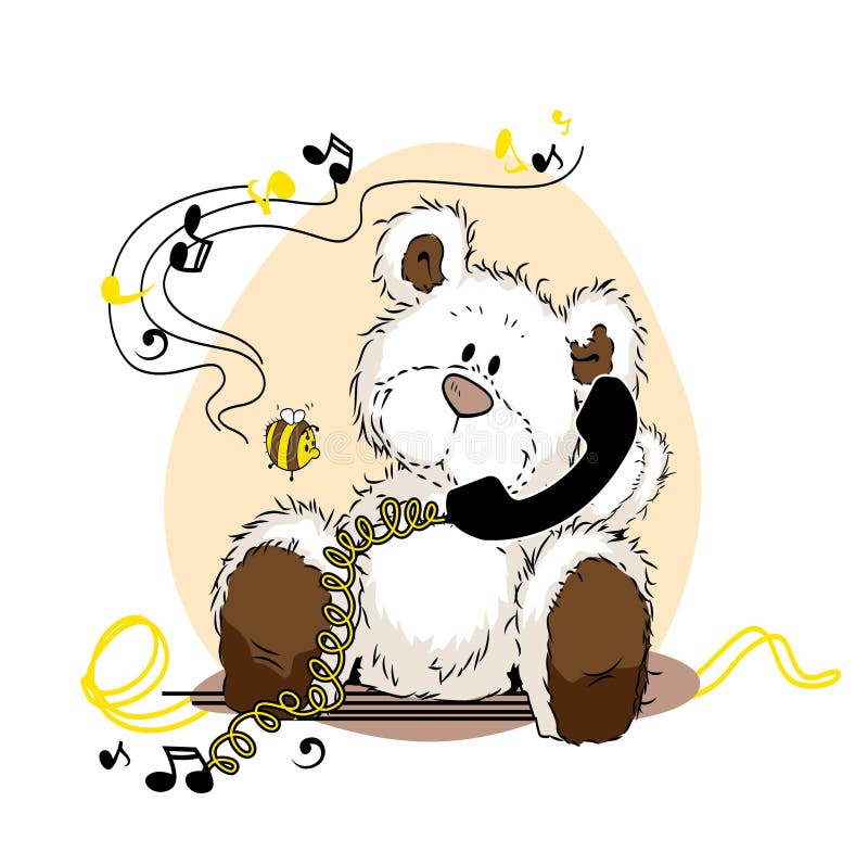 Cute Bear is Talking on Phone. Vector Design Stock Vector ...