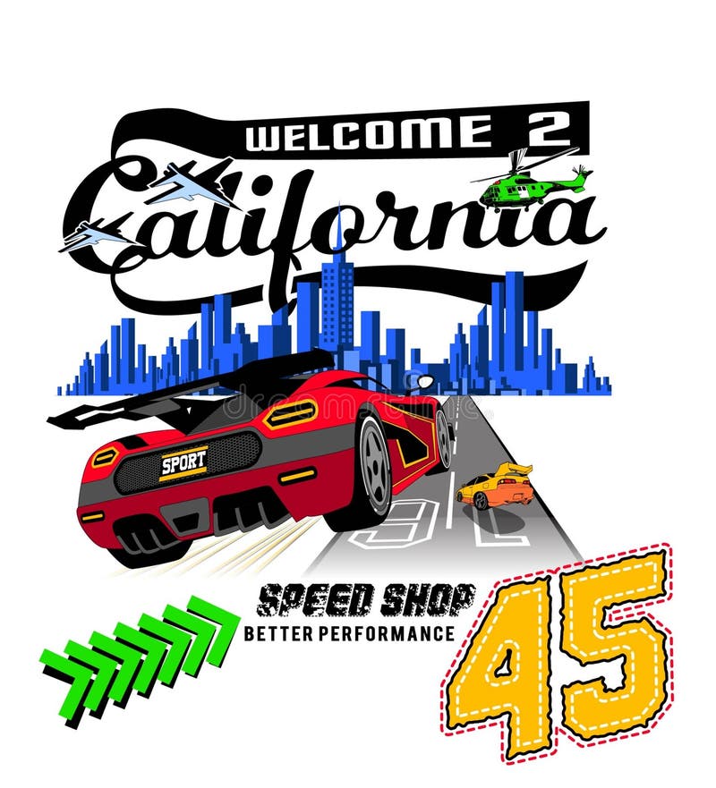 Furious Fast Car Design and Effective Pattern Stock Vector ...