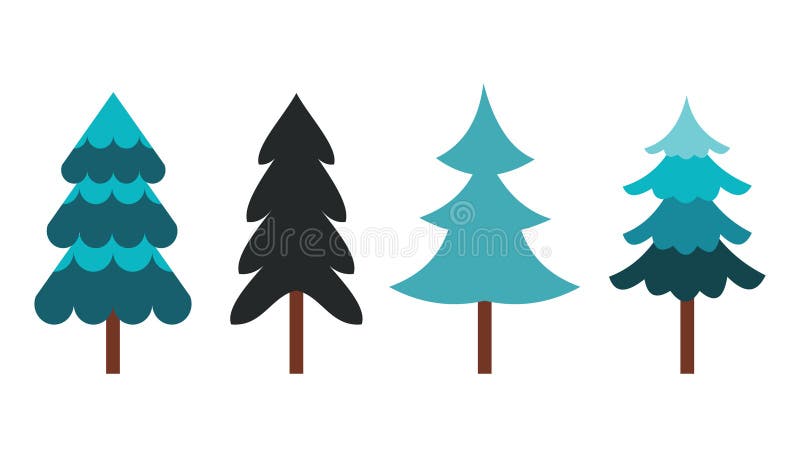 Christmas Pine Trees Icon Vector Illustration. Fir Tree Icons Set. Flat ...