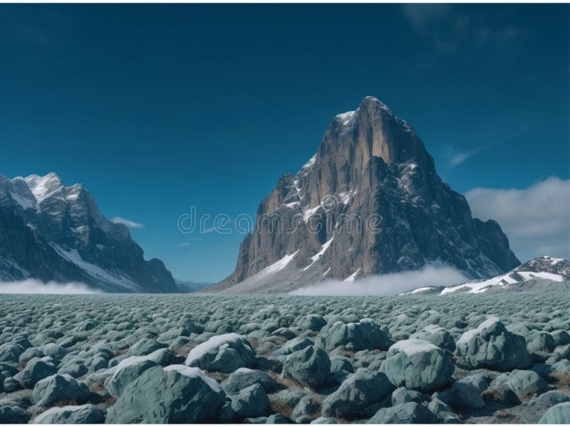 Sturdy Stone Mountains, Cold Valleys and Hard Rocks. Stock Illustration ...