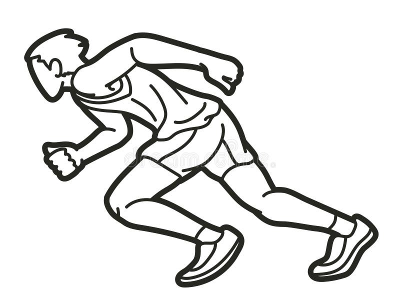 Running Action Movement Marathon Runner a Man Start Running Cartoon ...