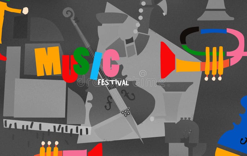 Modern Music Poster with Abstract and Minimalistic Musical Instruments ...