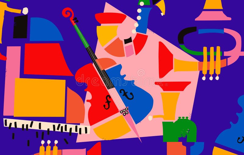 Multicolored Hand-drawn Jazz Music Session Poster with Piano, Sax ...