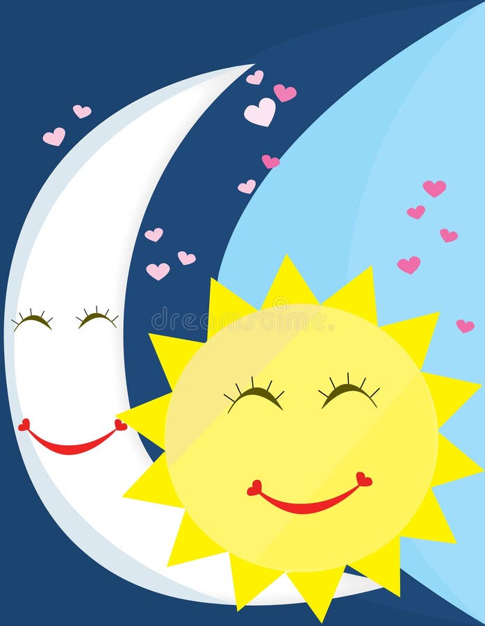 Sun and Moon Characters for Children Stock Vector - Illustration of ...