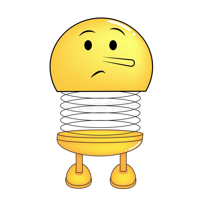 Vector Illustration of Spiral Emoticon with Body and Legs. Long Nose ...