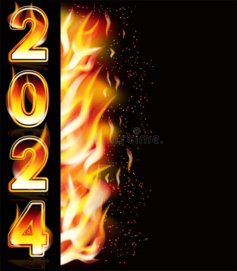 Happy New Flame 2024 Year Banner, Vector Stock Vector - Illustration of ...