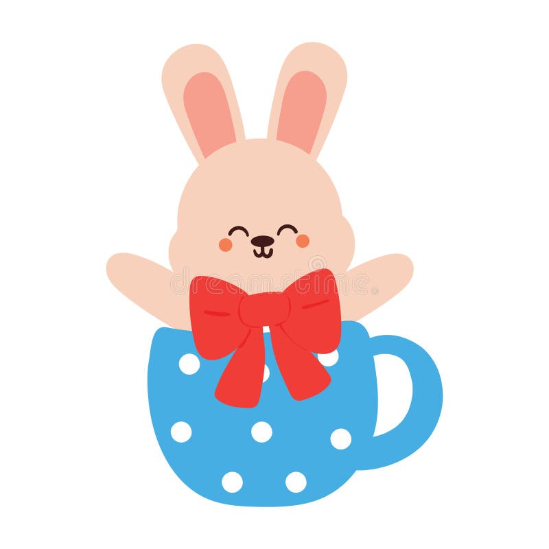 Hand Drawing Cartoon Bunny Inside a Cup Stock Vector - Illustration of ...
