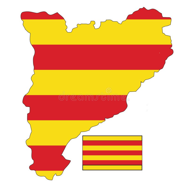 Catalonia Map and Flag stock vector. Illustration of country - 298598190