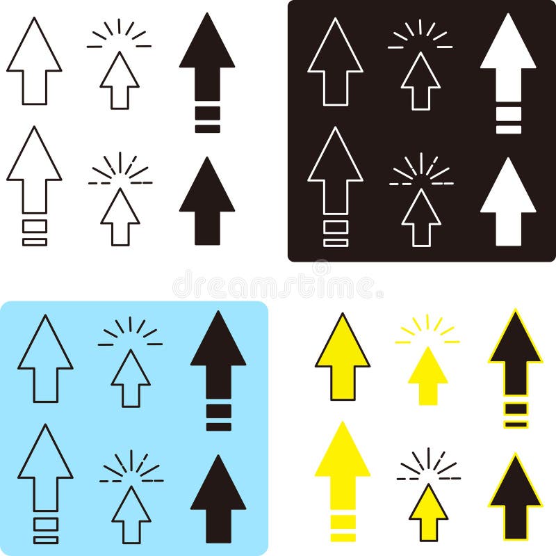 Arrow Icons Set - Black Outline Simple Vector Icons -pointing- Black ...