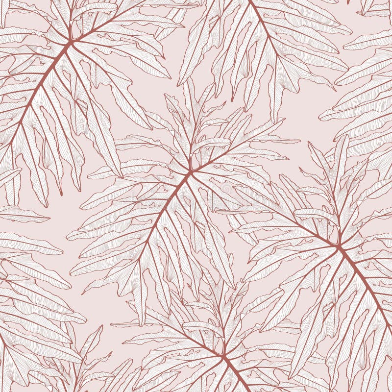 Line Monstera Philodendron Leaf Set. Beautiful Natural Outline Icon or ...