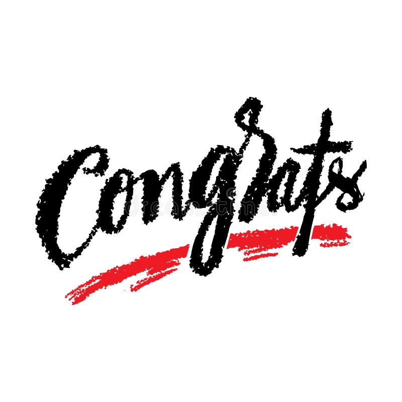 Congrats. Handwritten Text with Graduation Cap Stock Vector ...