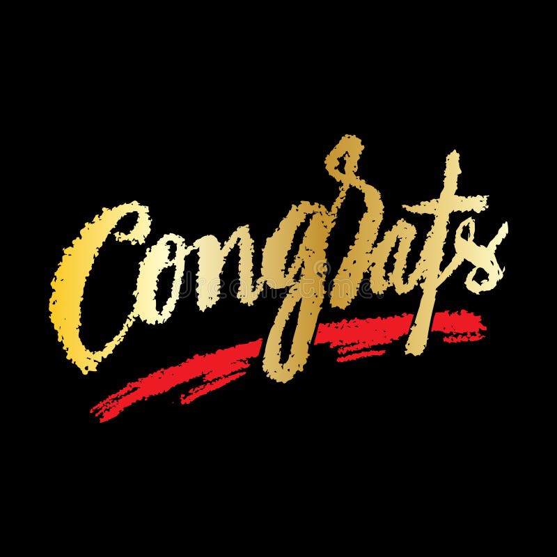 Congrats. Gold Color. Handwritten Modern Calligraphy Lettering Stock ...