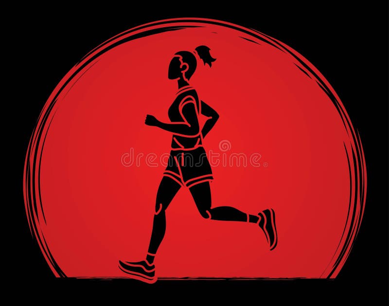 A Woman Start Running Action Marathon Runner Cartoon Sport Graphic ...