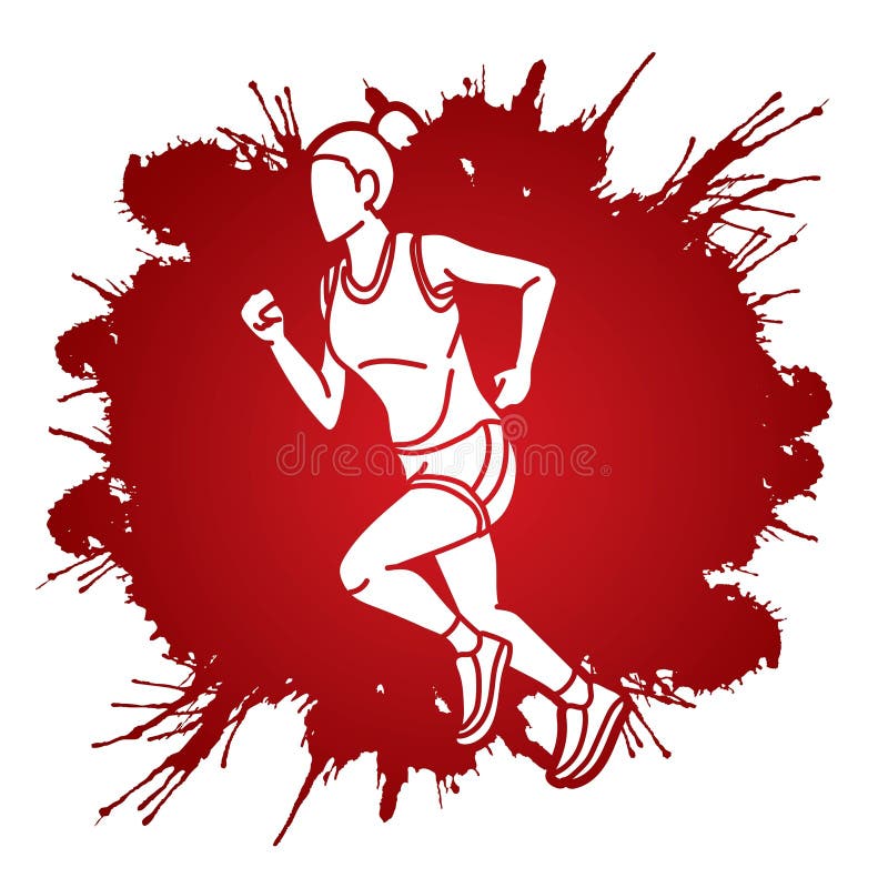 Start Running Men Runner Action Jogging Together Cartoon Sport Graphic ...