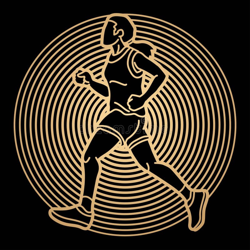 A Woman Start Running Action Marathon Runner Cartoon Sport Graphic ...