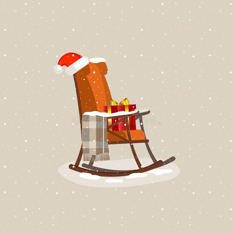 Vector Christmas Chair with Santa Hat, Presents and Snow. Great ...