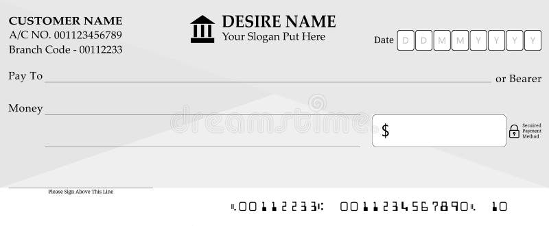 A Blank Checkbook with a White and Gray Background, a Bank Check Page ...
