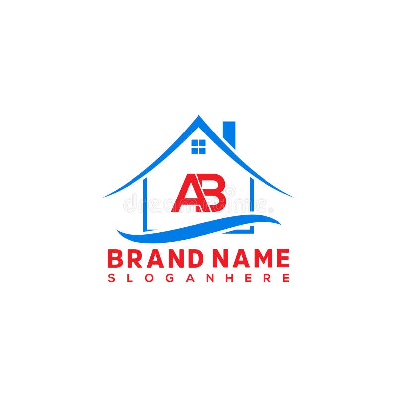 Letter AB with House Logo Design Vector Template. Home and Real Estate ...