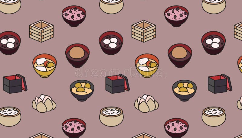 Seamless Pattern of Traditional Japanese Food. Stock Vector ...