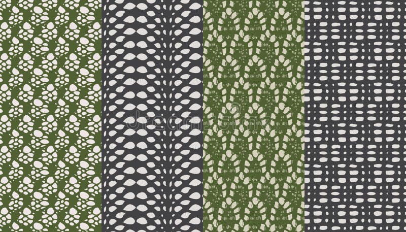 Four Different Types of Mesh Lace Fabric Textiles. Stock Vector ...