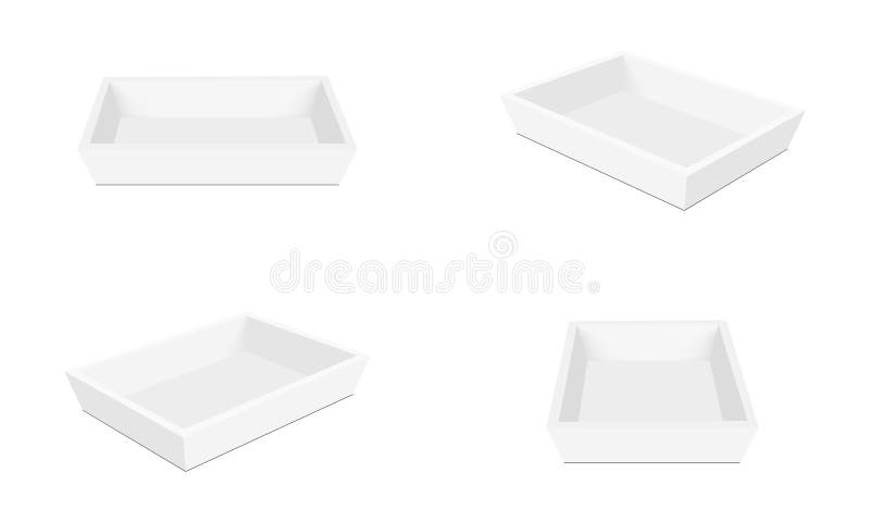 Tray Mockup, Empty Food Boxes, Front and Side View Stock Vector ...
