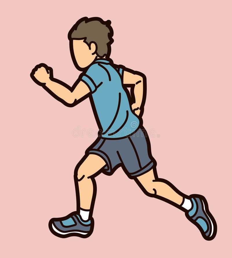 A Boy Running Action Movement Cartoon Sport Graphic Stock Vector ...