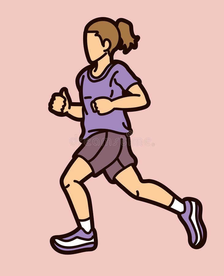 A Girl Running Action Movement Cartoon Sport Graphic Stock Vector ...