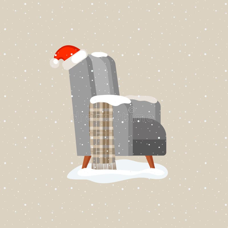 Vector Christmas Chair with Santa Hat and Snow. Great Illustration for ...