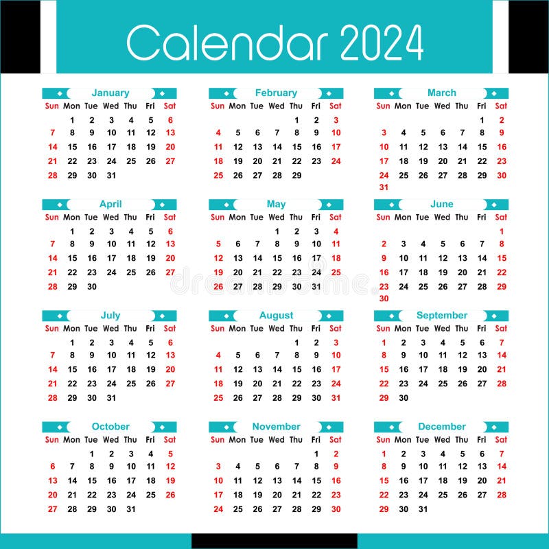 2024 Calendar Design Template, Modern Creative Annual Calendar 2024 ...