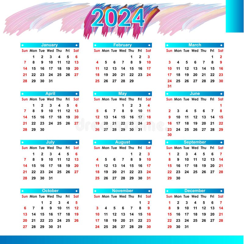 2024 Calendar Design Template, Modern Creative Year Calendar 2024 ...