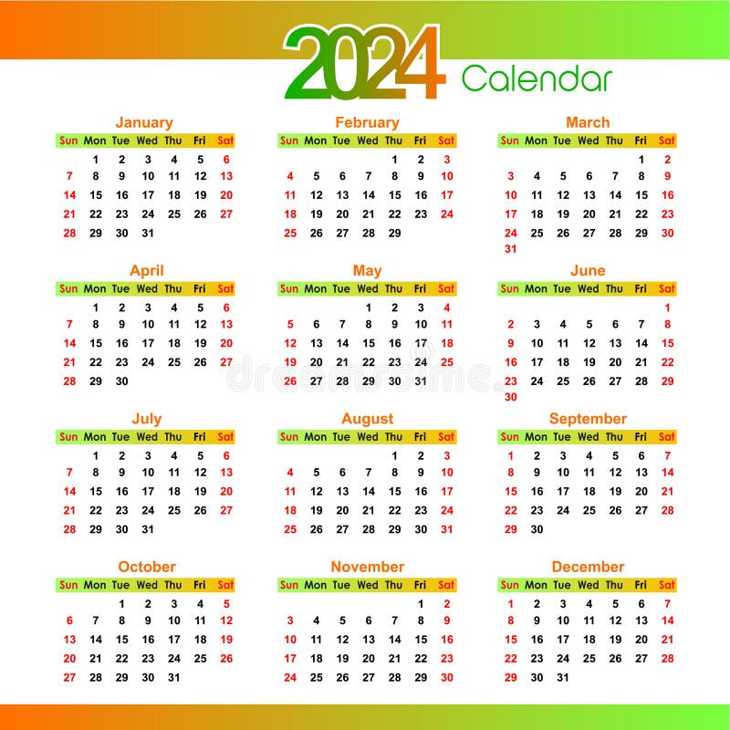2024 Calendar Design Template, Modern Creative Annual Calendar 2024 ...