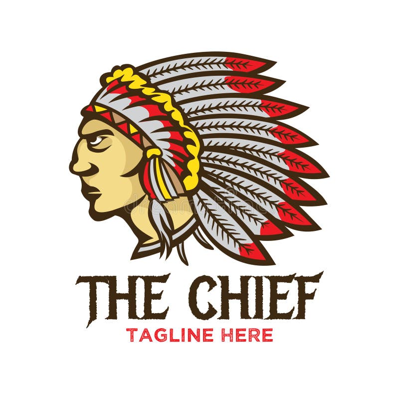 Brave Indian Chief Vector Illustration Logo Design Stock Illustration ...
