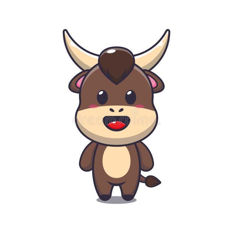 Cute Bull Cartoon Character Holding Love Heart. Stock Vector ...