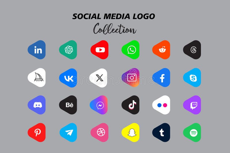 Popular Social Network Logo Icon Collection Editorial Image ...