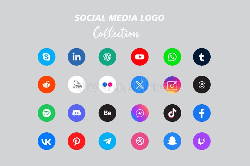 Popular Social Network Logo Icon Collection Editorial Stock Image ...