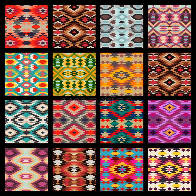 Traditional Textile Pattern Set - Visualization of Ethnic Tribal ...