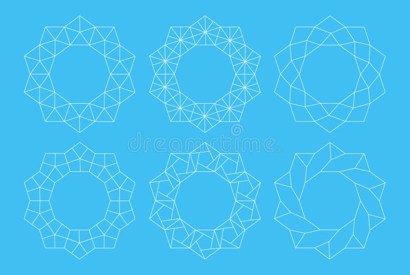 Set of Elegant Frame Vector Design - Abstract Polygon Line Art Elements ...
