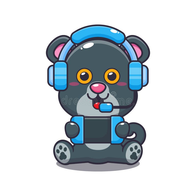 Cute Panther Play a Game Cartoon Vector Illustration. Stock Vector ...